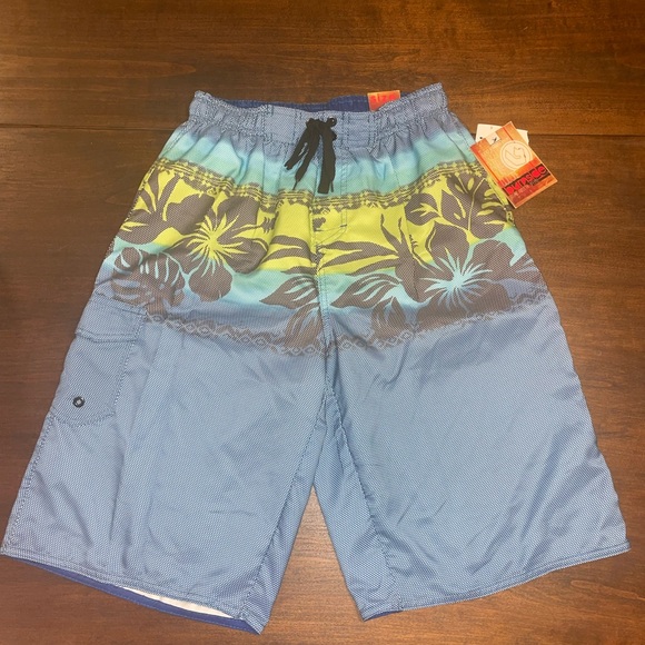 burnside | Swim | Burnside Blue And Yellow Board Shorts Tropical Style ...
